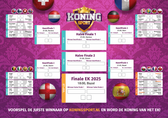 EK Vrouwen Speelschema 2025 - Download nu Gratis! - Koning Sport
